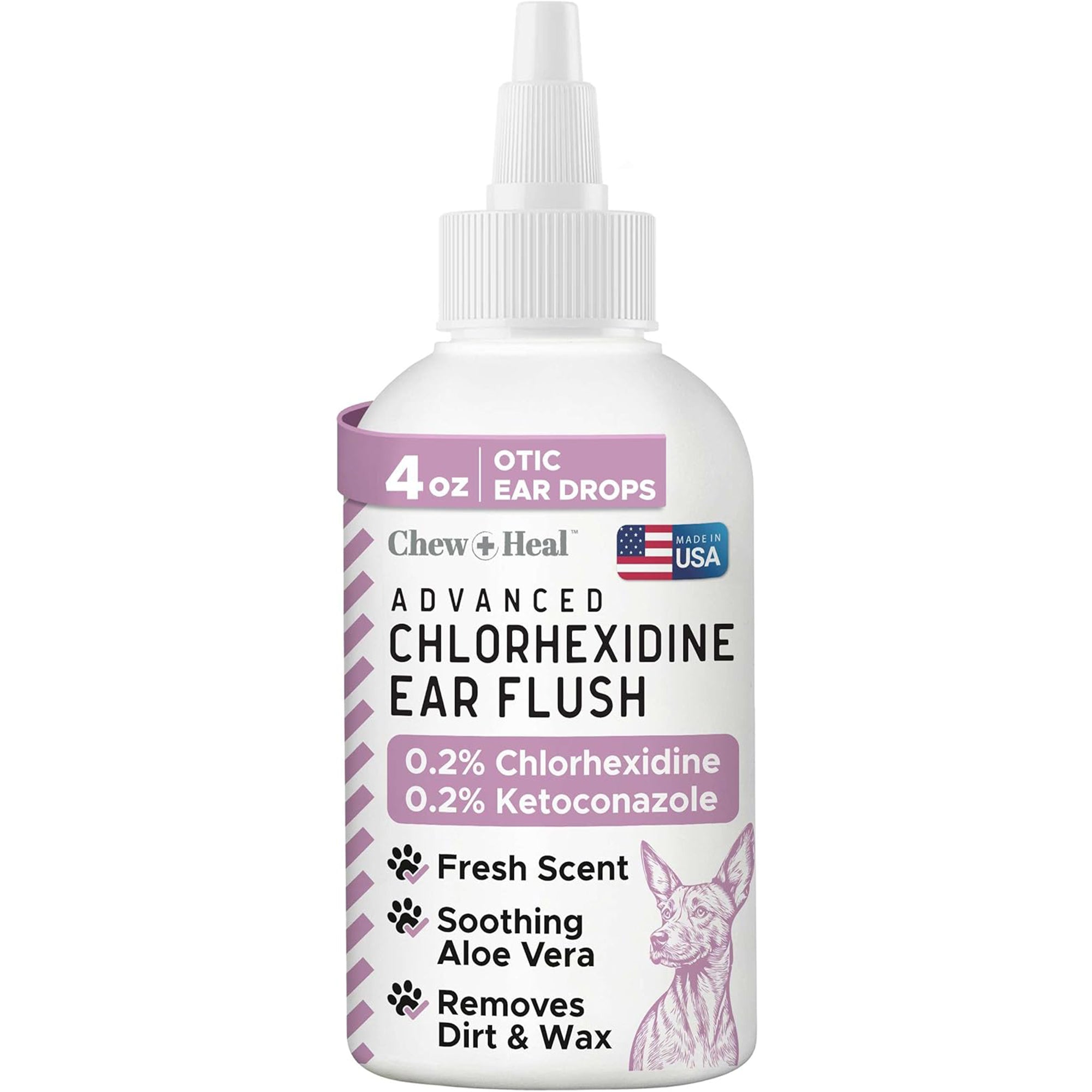 Advanced Antiseptic Otic Chlorhexidine Ear Flush for Dogs - Chew + Heal