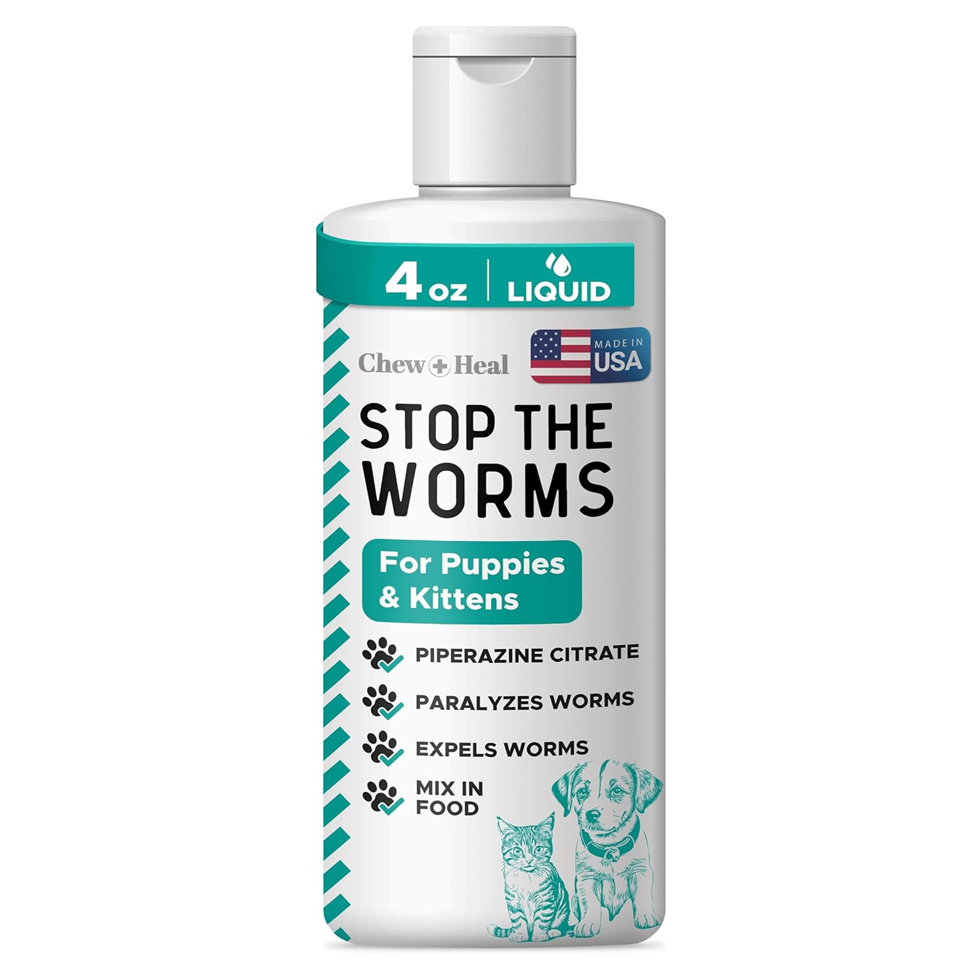 Chew + Heal Stop The Worms Wormer for Puppies & Kittens